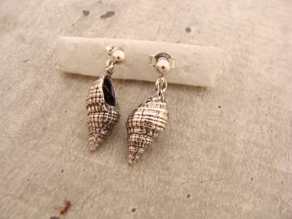 Sea Shell Earrings in Sterling Silver | Goldfish Jewellery Design Studio