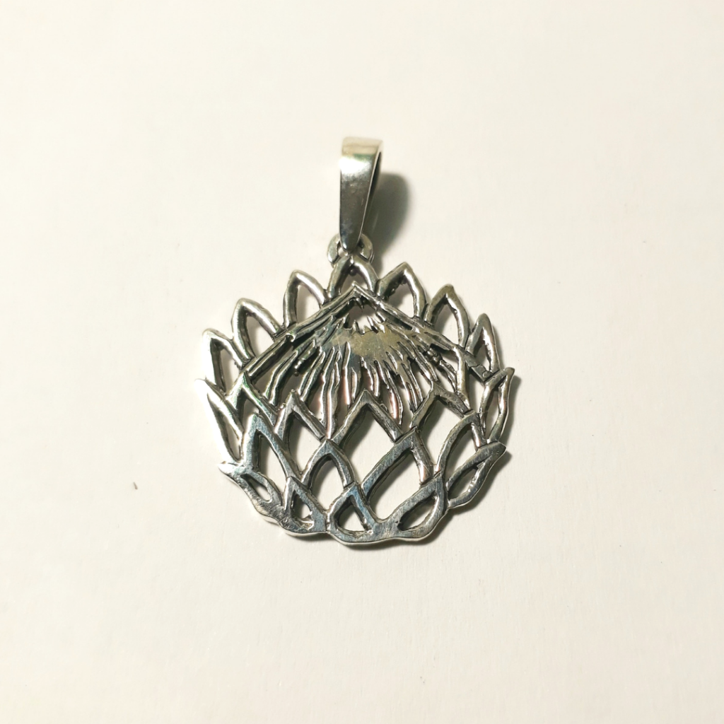 Sterling Silver Cut-Out Protea Pendant | Goldfish Jewellery