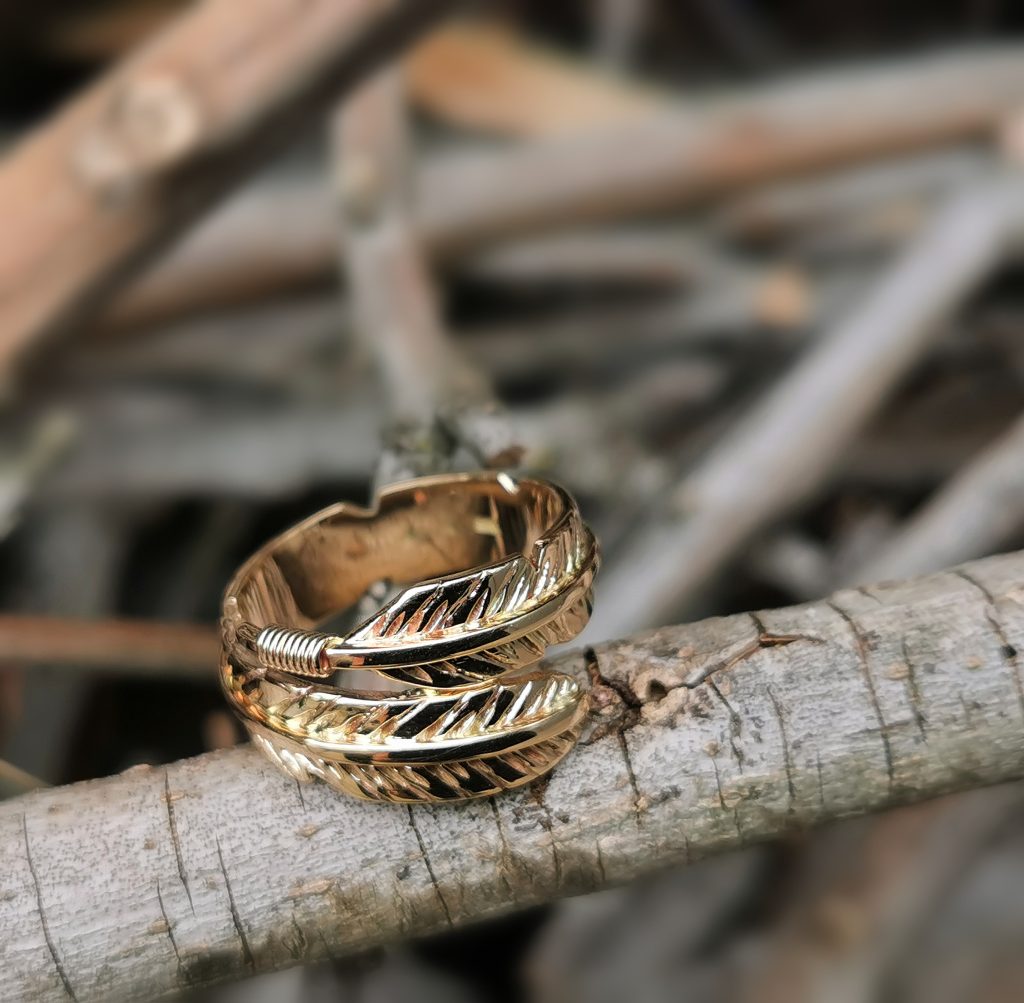 9ct Yellow Gold Feather Wrap Ring